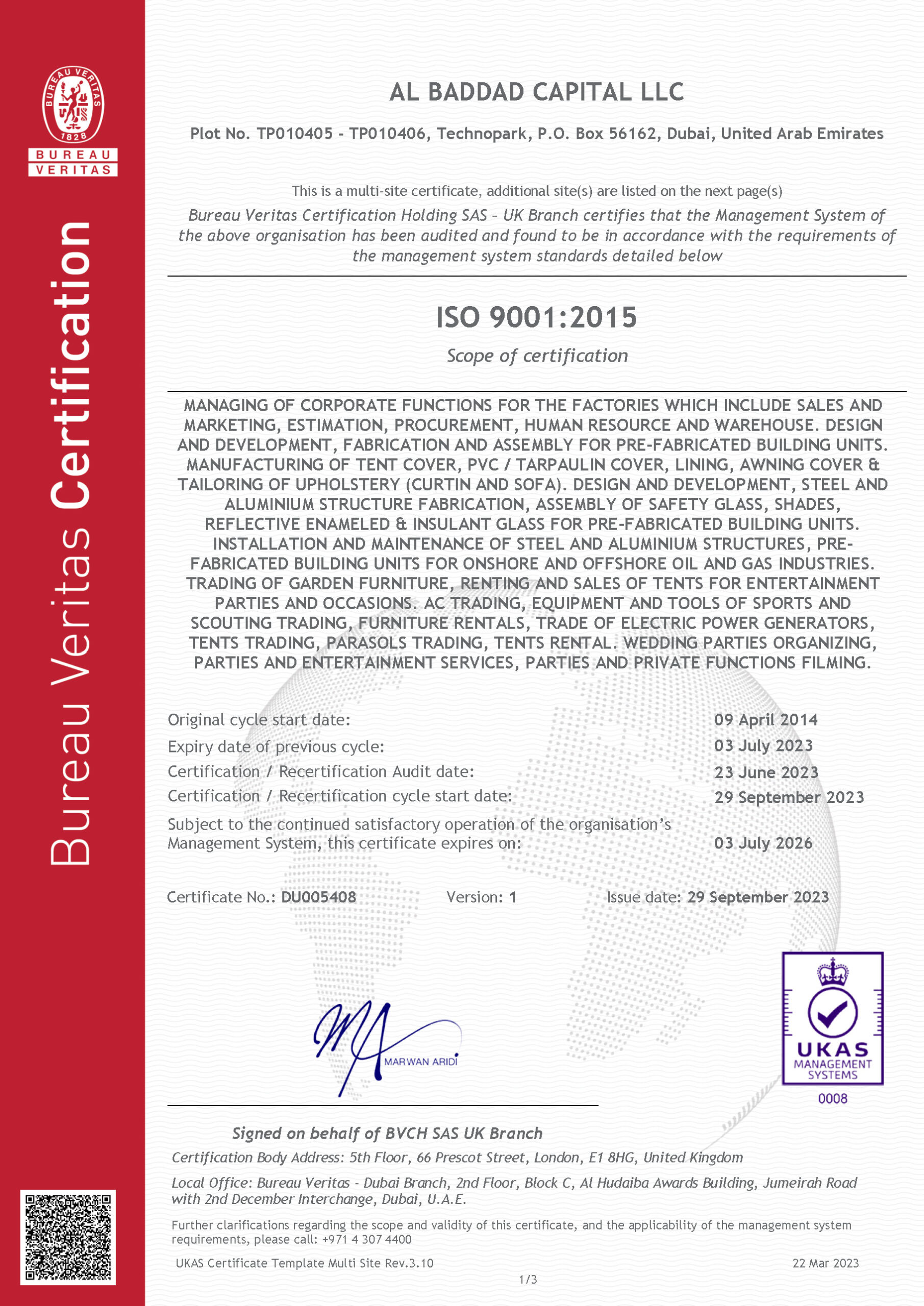ALBADDAD CAPITAL - ISO 9001-2023 - Albaddad